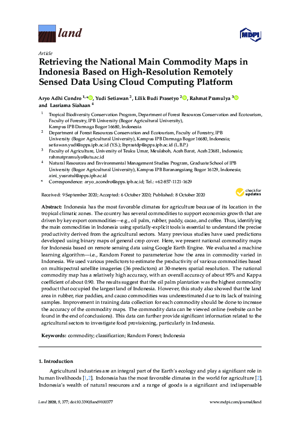 (PDF) Retrieving the National Main Commodity Maps in Indonesia Based on ...