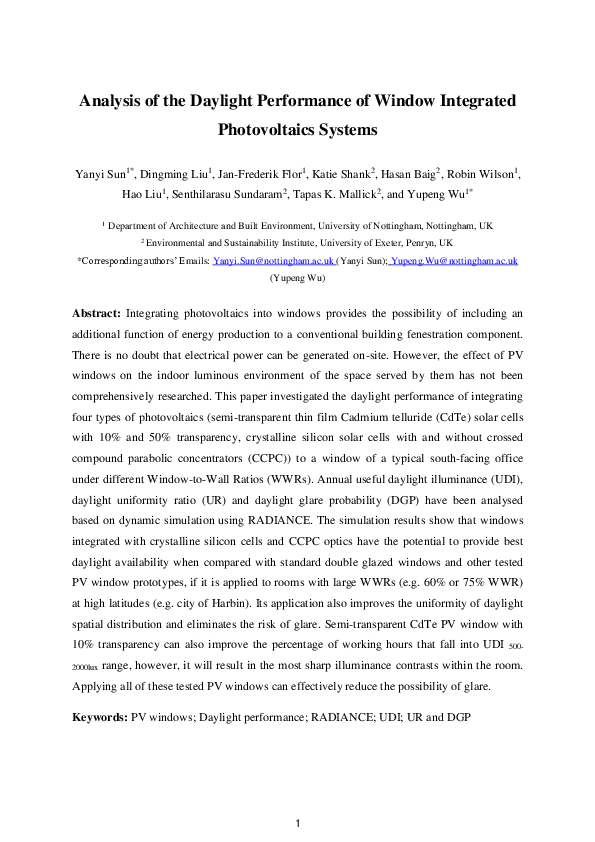 (PDF) Analysis of the daylight performance of window integrated ...
