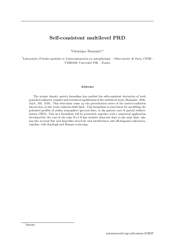 (PDF) Self-consistent Multilevel PRD
