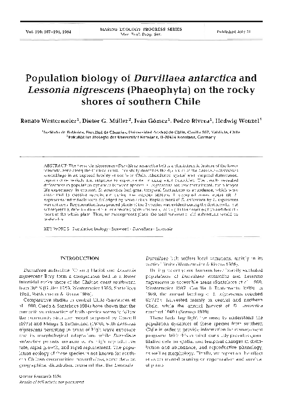 (PDF) Population biology of Durvillaea antarctica and Lessonia ...