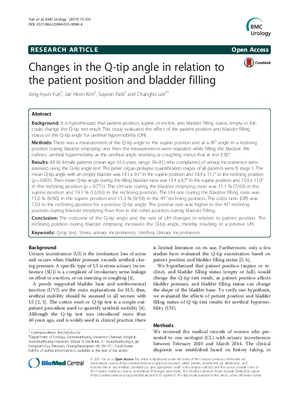 (PDF) Changes in the Q-tip angle in relation to the patient position ...