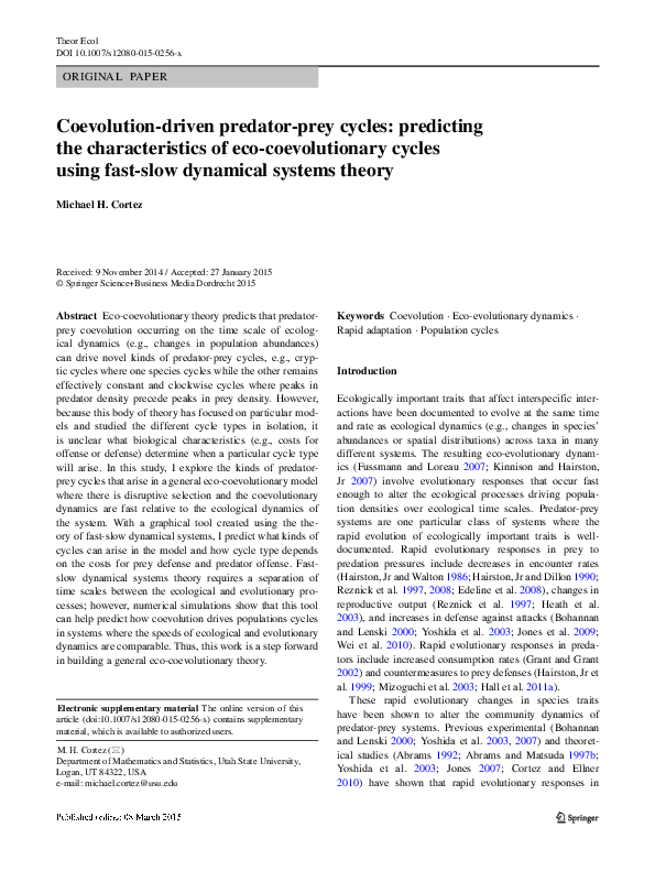 (PDF) Coevolution-driven predator-prey cycles: predicting the ...