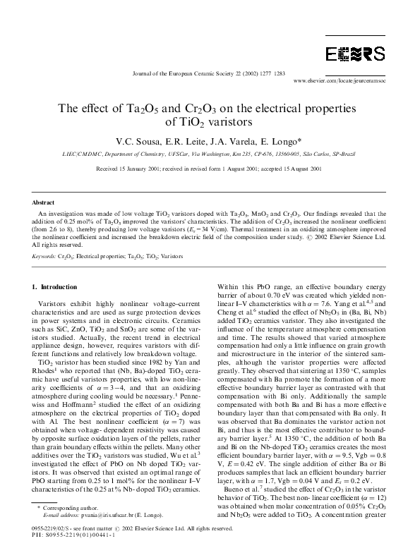 (PDF) The effect of Ta2O5 and Cr2O3 on the electrical properties of ...