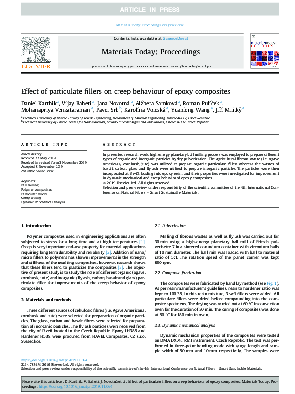 (PDF) Effect of particulate fillers on creep behaviour of epoxy composites