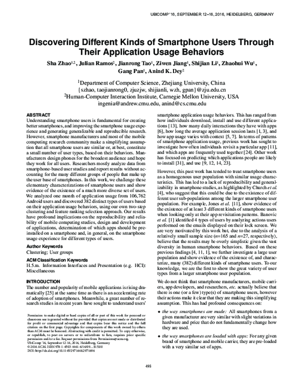 (PDF) Discovering different kinds of smartphone users through their application usage behaviors