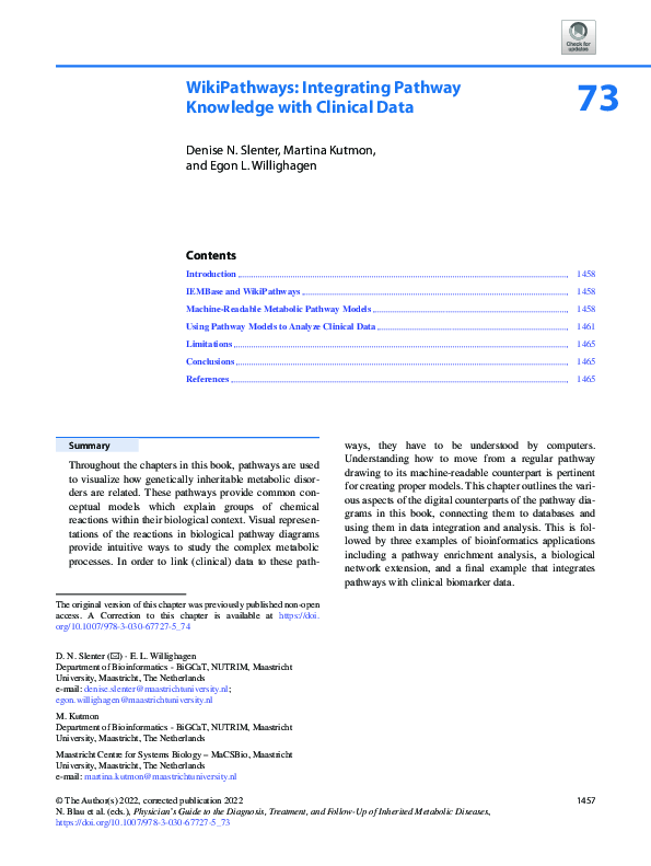 (PDF) WikiPathways: Integrating Pathway Knowledge with Clinical Data