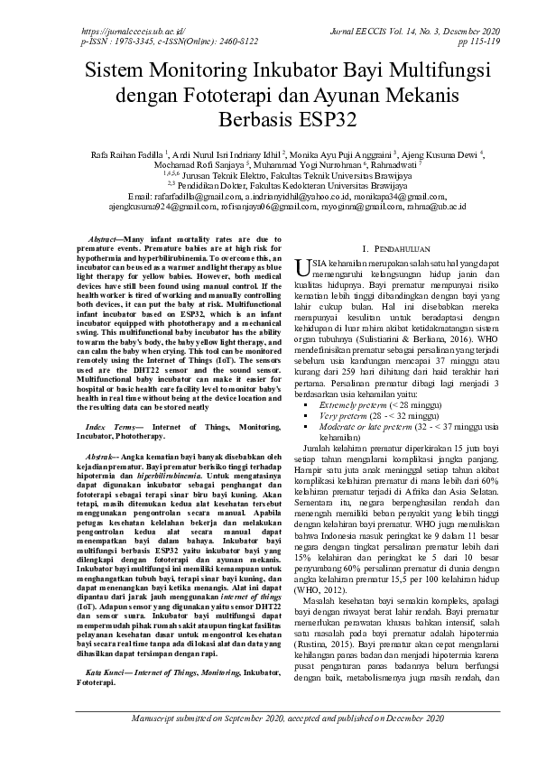 (PDF) Sistem Monitoring Inkubator Bayi Multifungsi dengan Fototerapi ...