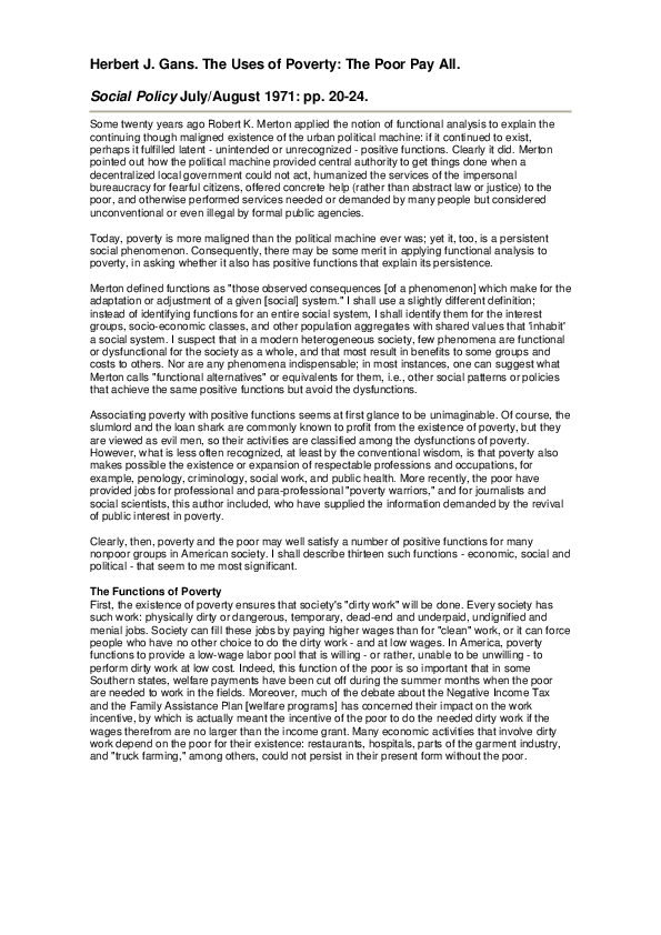 (PDF) The uses of poverty: The poor pay all