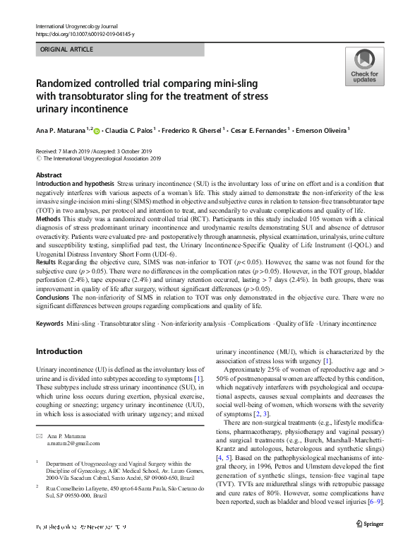 (PDF) Randomized controlled trial comparing mini-sling with ...