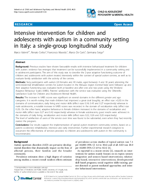 (PDF) Intensive intervention for children and adolescents with autism ...