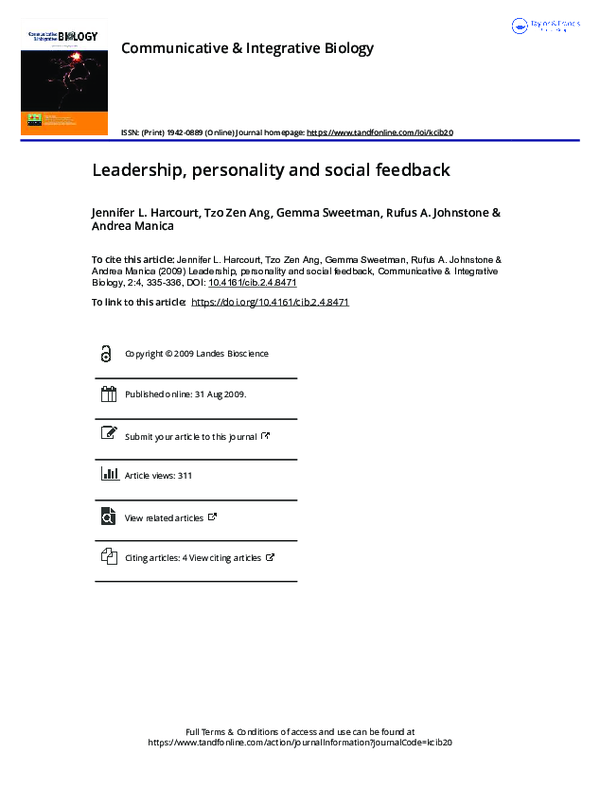(PDF) Leadership, personality and social feedback