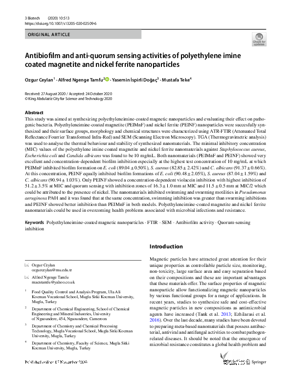 (PDF) Antibiofilm and anti‐quorum sensing activities of eugenol and linalool from Ocimum ...