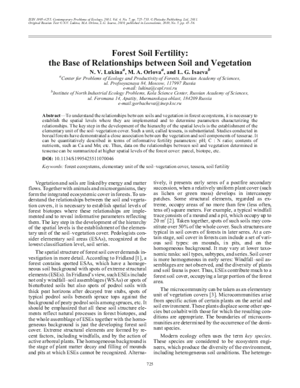 (PDF) Forest soil fertility: the base of relationships between soil and vegetation