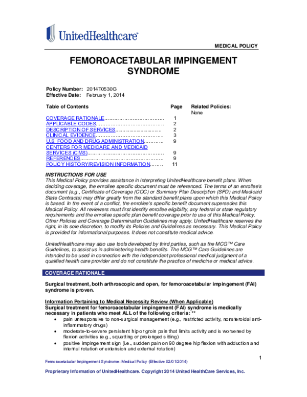 (PDF) Femoroacetabular impingement syndrome