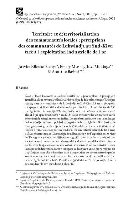 (PDF) 8 - Territoire et déterritorialisation des communautés locales ...