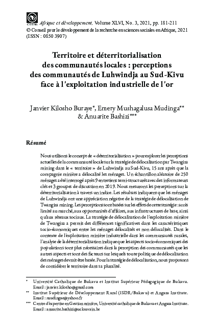(PDF) 8 - Territoire et déterritorialisation des communautés locales ...
