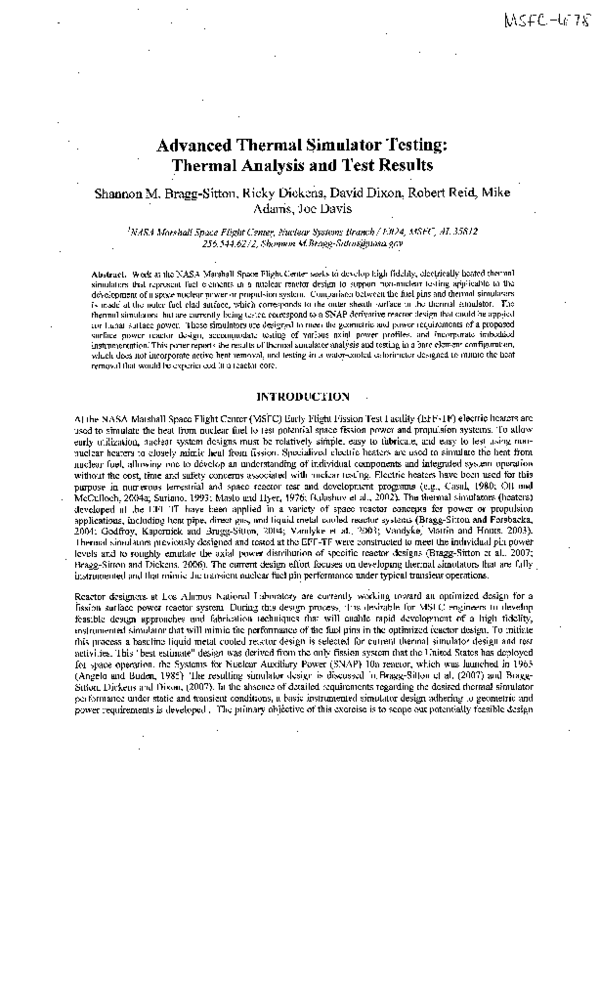 (PDF) Advanced Thermal Simulator Testing: Thermal Analysis and Test Results