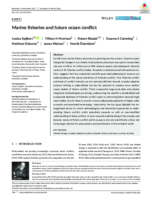 (PDF) Marine fisheries and future ocean conflict