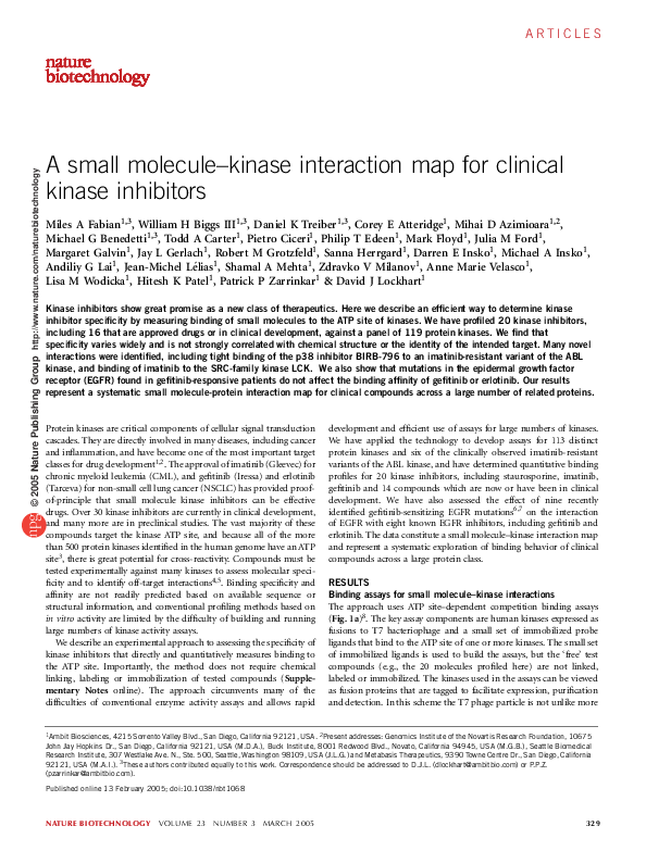 (PDF) A small molecule-kinase interaction map for clinical kinase ...