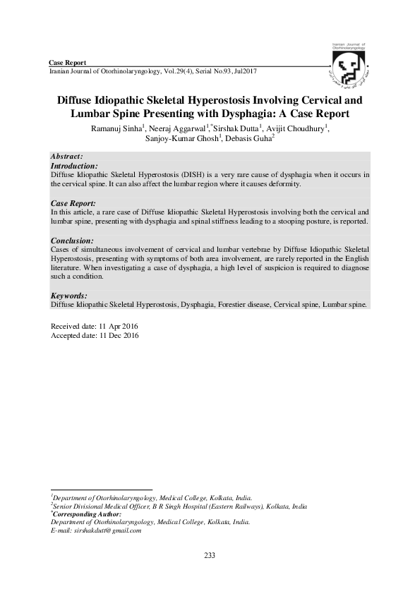 (PDF) Diffuse Idiopathic Skeletal Hyperostosis Involving Cervical and ...