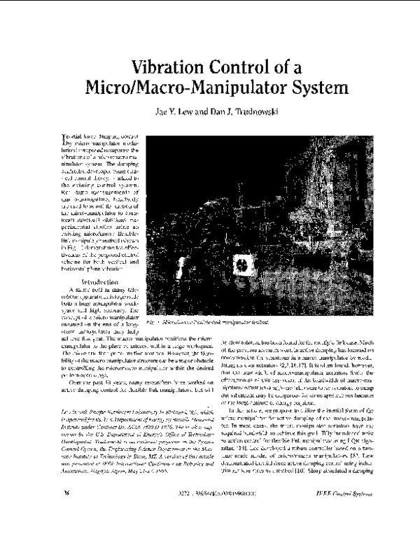 (PDF) Vibration control of a micro/macro-manipulator system