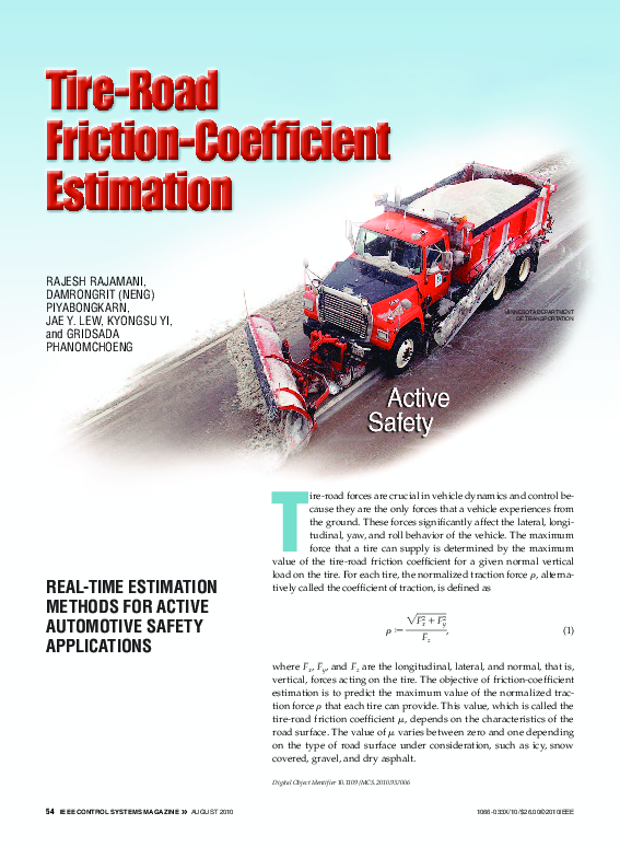 (PDF) Tire-Road Friction-Coefficient Estimation