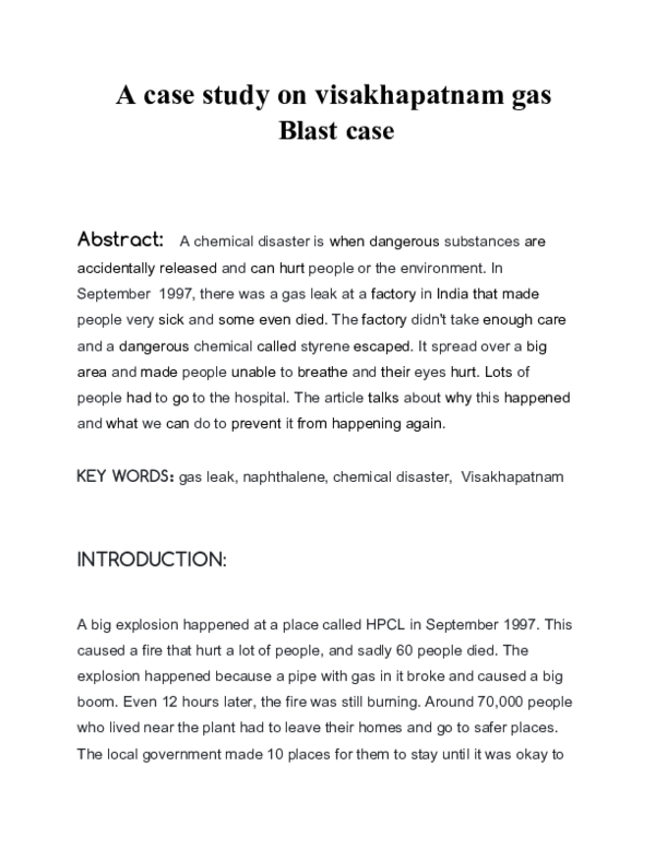 (DOC) A case study on visakhapatnam gas Blast case
