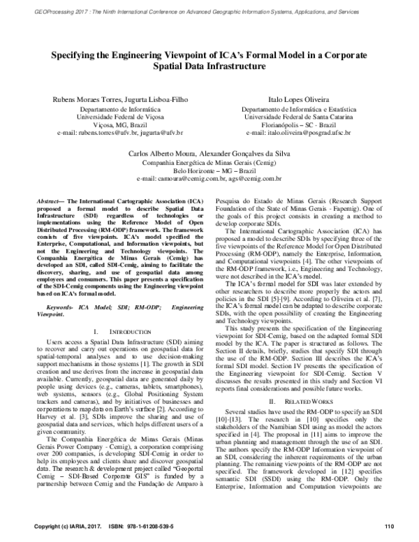 (PDF) Specifying the Engineering Viewpoint of ICA’s Formal Model in a Corporate Spatial Data ...