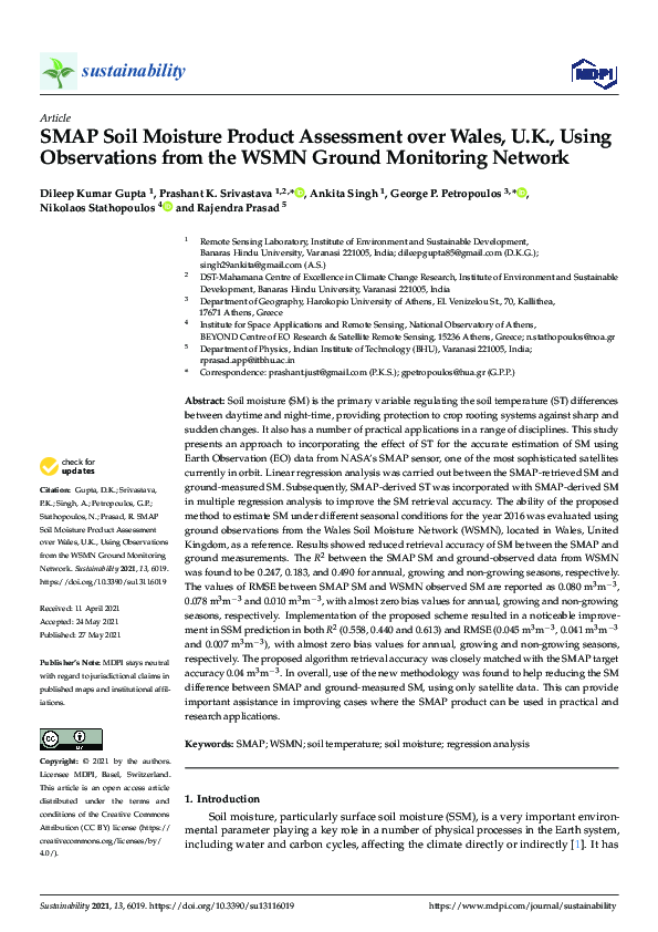 (PDF) SMAP Soil Moisture Product Assessment over Wales, U.K., Using ...