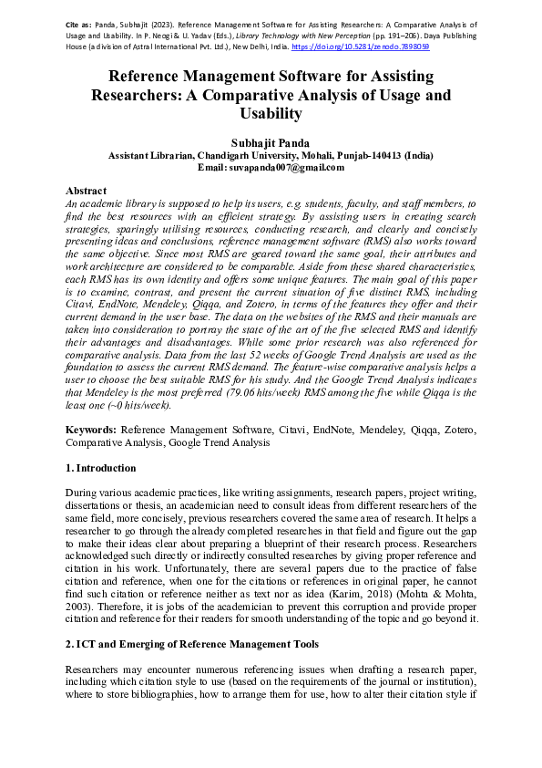 (PDF) Reference Management Software for Assisting Researchers: A ...