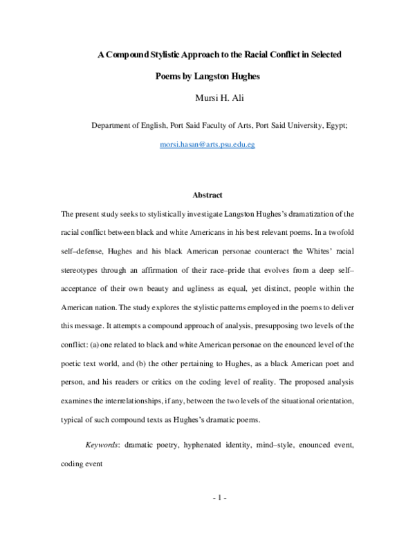 (PDF) A Compound Stylistic Approach to the Racial Conflict in Selected ...