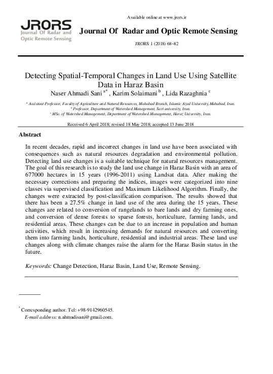 (PDF) Detecting Spatial-Temporal Changes in Land Use Using Satellite ... (PDF) Detecting Spatial-Temporal Changes in Land Use Using Satellite ...