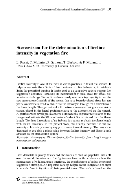 (PDF) Stereovision for the determination of fireline intensity in ...