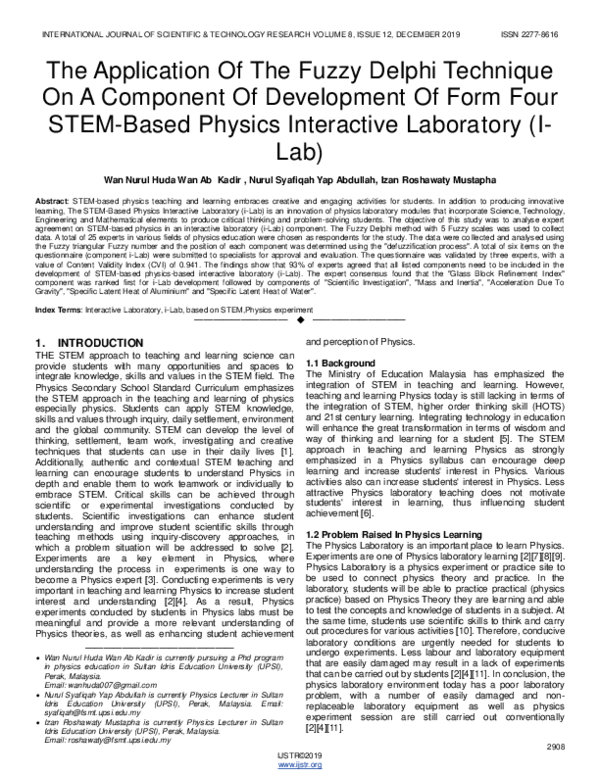 (PDF) The Application Of The Fuzzy Delphi Technique On A Component Of Development Of Form Four ...