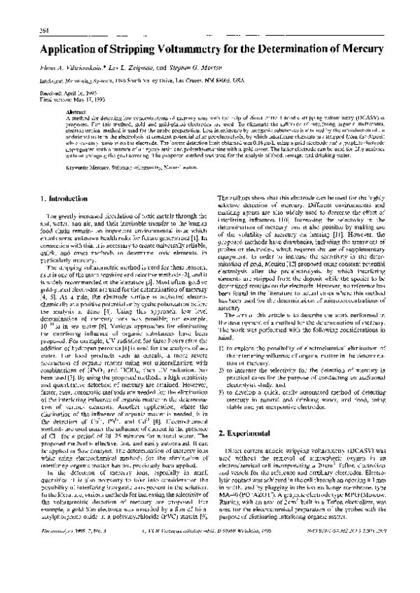 (PDF) Application of stripping voltammetry for the determination of mercury