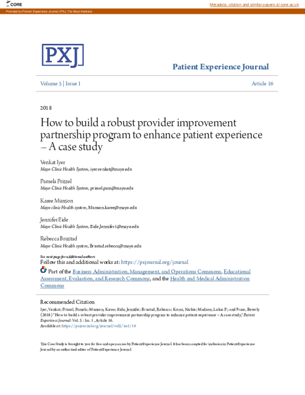 (PDF) How to build a robust provider improvement partnership program to ...