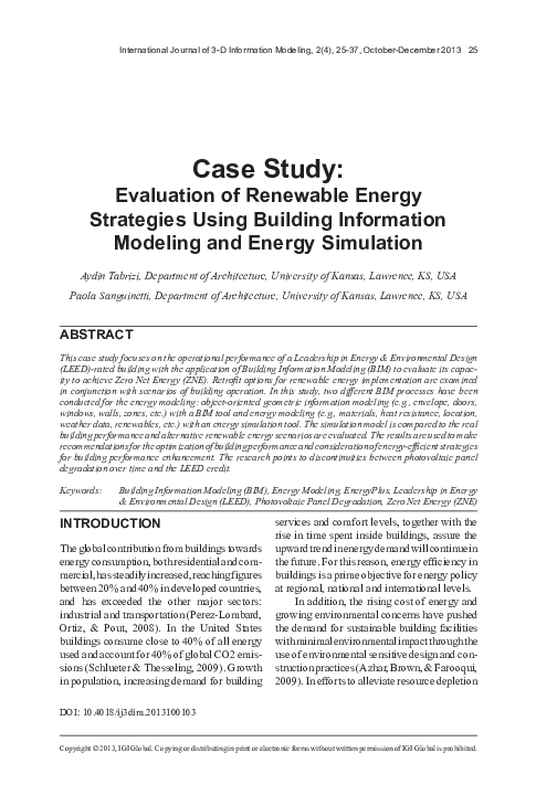 (PDF) Case Study: Evaluation of Renewable Energy Strategies Using Building Information Modeling ...