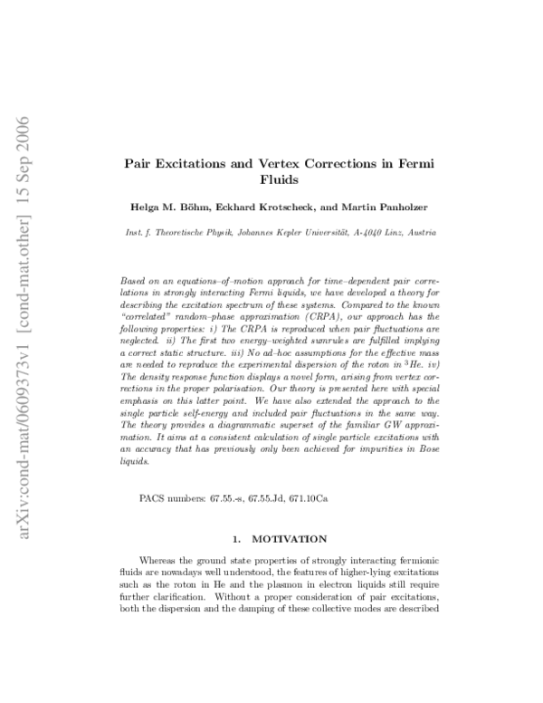 (PDF) Pair Excitations and Vertex Corrections in Fermi Fluids