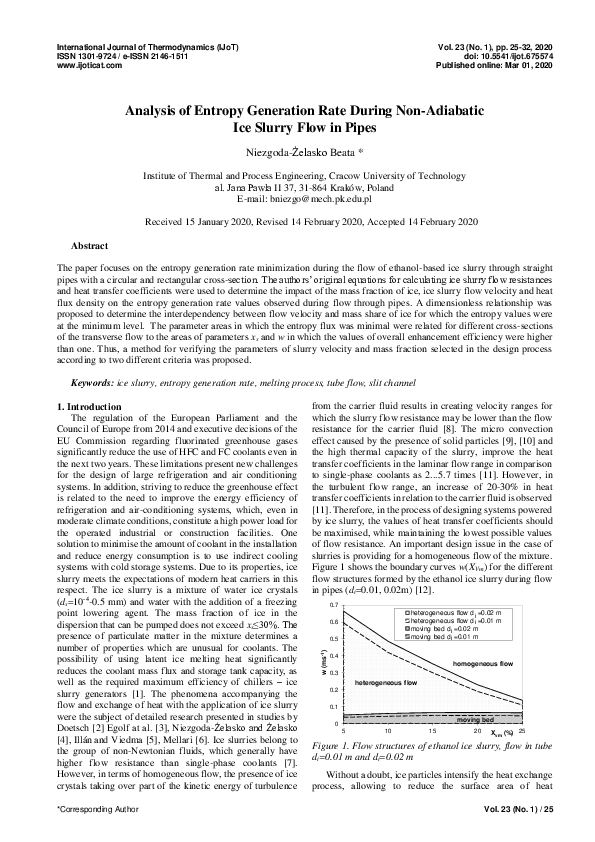 Pdf Analysis Of Entropy Generation Rate During Non Adiabatic Ice