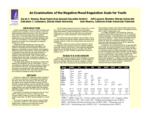 (PDF) An examination of the negative mood regulation scale for youth ...