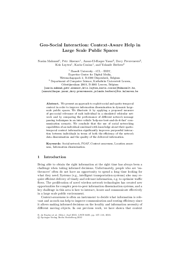 (PDF) Geo-Social Interaction: Context-Aware Help in Large Scale Public Spaces | Md Nasim Mahmud ...