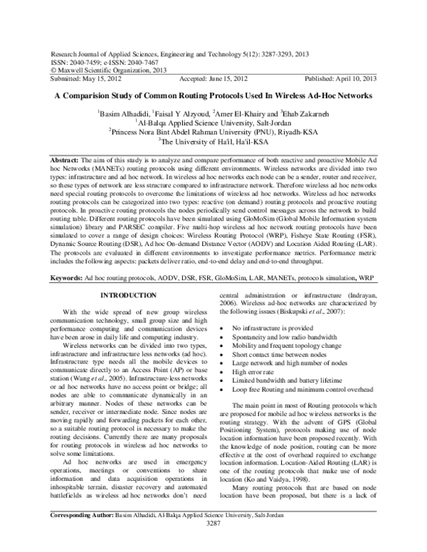 (PDF) A Comparision Study of Common Routing Protocols Used In Wireless Ad-Hoc Networks | Faisal ...