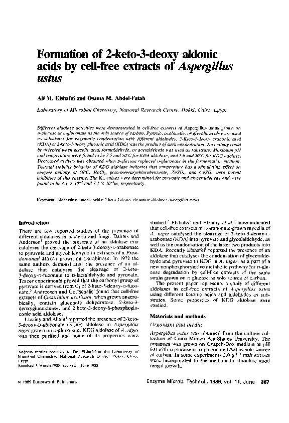 (PDF) Formation of 2-keto-3-deoxy aldonic acids by cell-free extracts ...