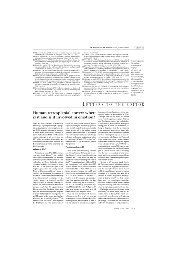 (PDF) Human retrosplenial cortex: where is it and is it involved in ...