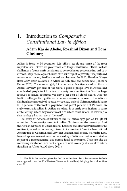 (PDF) Introduction to Comparative Constitutional Law in Africa