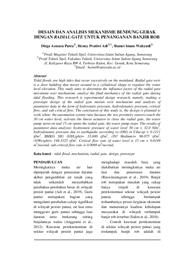 (PDF) Desain Dan Analisis Mekanisme Bendung Gerak Dengan Radial Gate ...