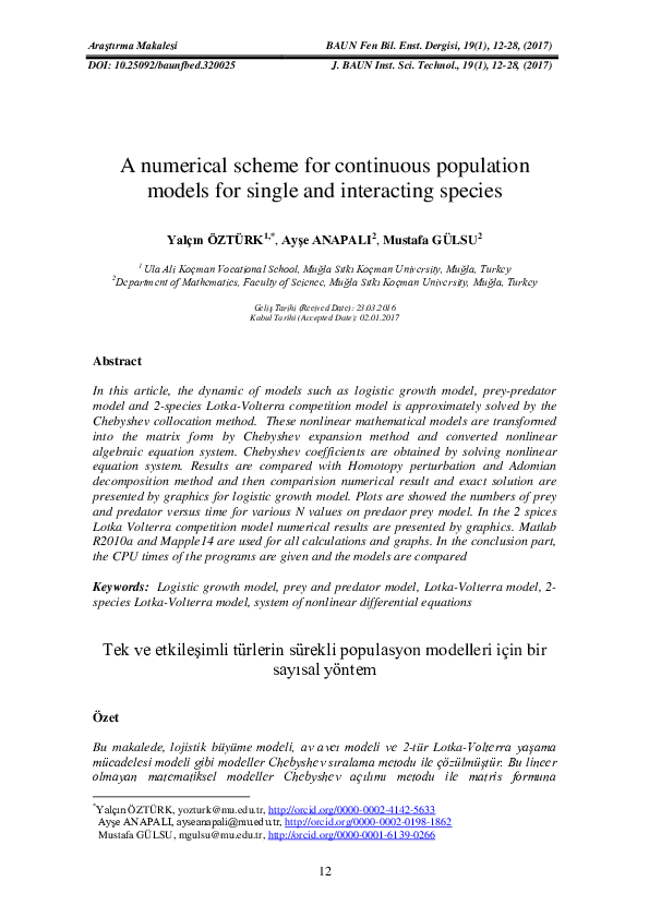 Pdf A Numerical Scheme For Continuous Population Models For Single And Interacting Species