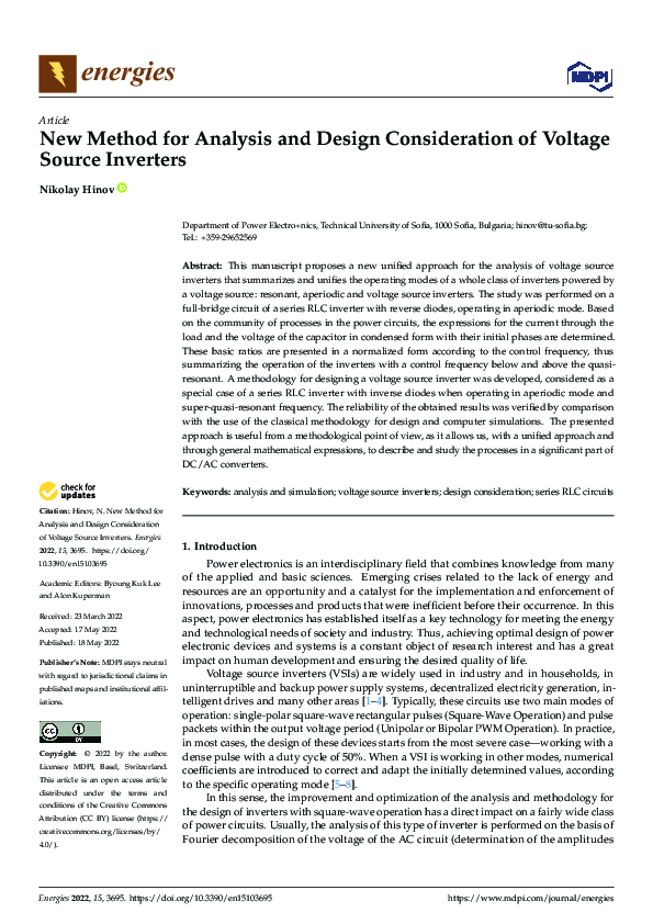(PDF) Unified Analysis and Design of Voltage Source Inverters
