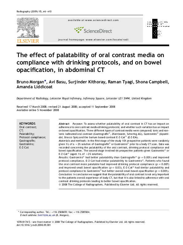(PDF) The effect of palatability of oral contrast media on compliance ...