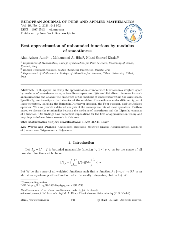 (PDF) Approximating Unbounded Functions by Smoothness